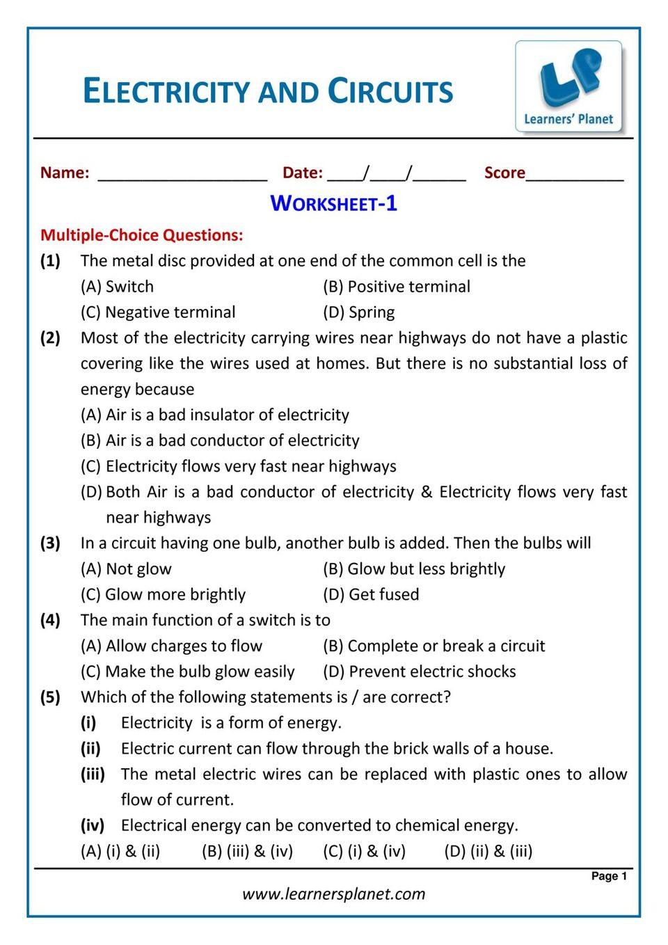 Basic Electricity Worksheet