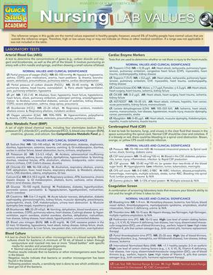 Nursing: Lab Values: A Quickstudy Laminated 6-Page Reference Guide by ...